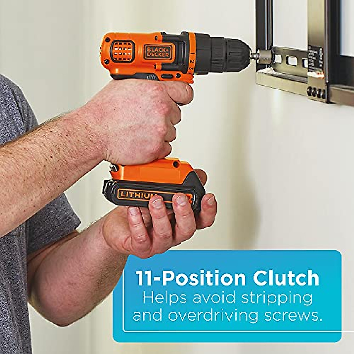 BLACK+DECKER 20V MAX Cordless Drill and Driver, 3/8 Inch, With LED Work Light, Battery and Charger Included (LDX120C)