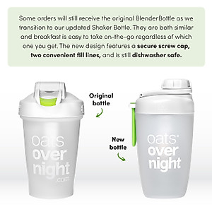 Oats Overnight - Party Variety Pack (8 Meals PLUS BlenderBottle ) High Protein, Low Sugar Breakfast Shake - Gluten Free, Non GMO Oatmeal (2.7oz per meal) Strawberries & Cream, Green Apple Cinnamon & More.