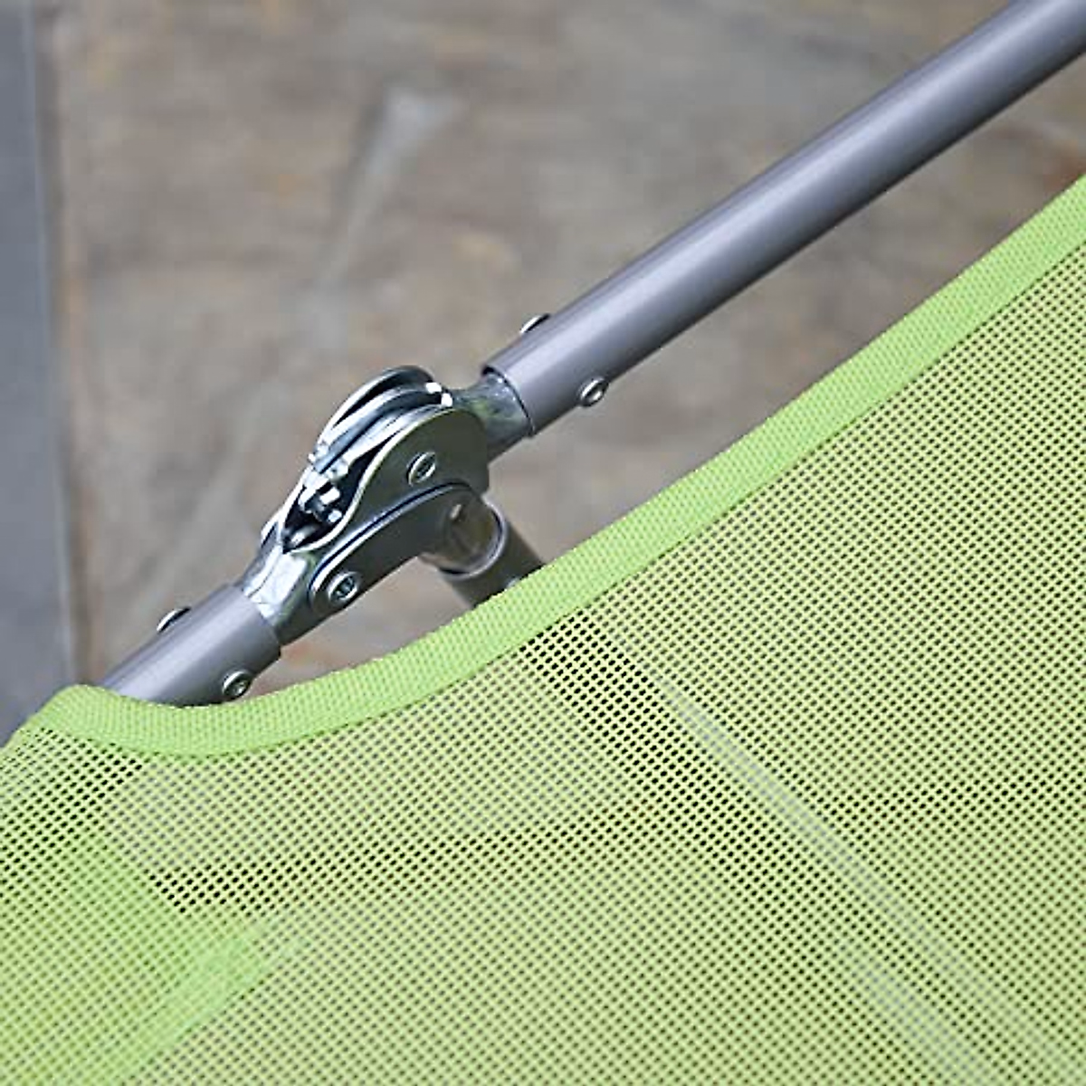 Outsunny Folding Chaise Lounge Pool Chairs, Outdoor Sun Tanning Chairs with Pillow, Reclining Back, Steel Frame & Breathable Mesh for Beach, Yard, Patio, Green