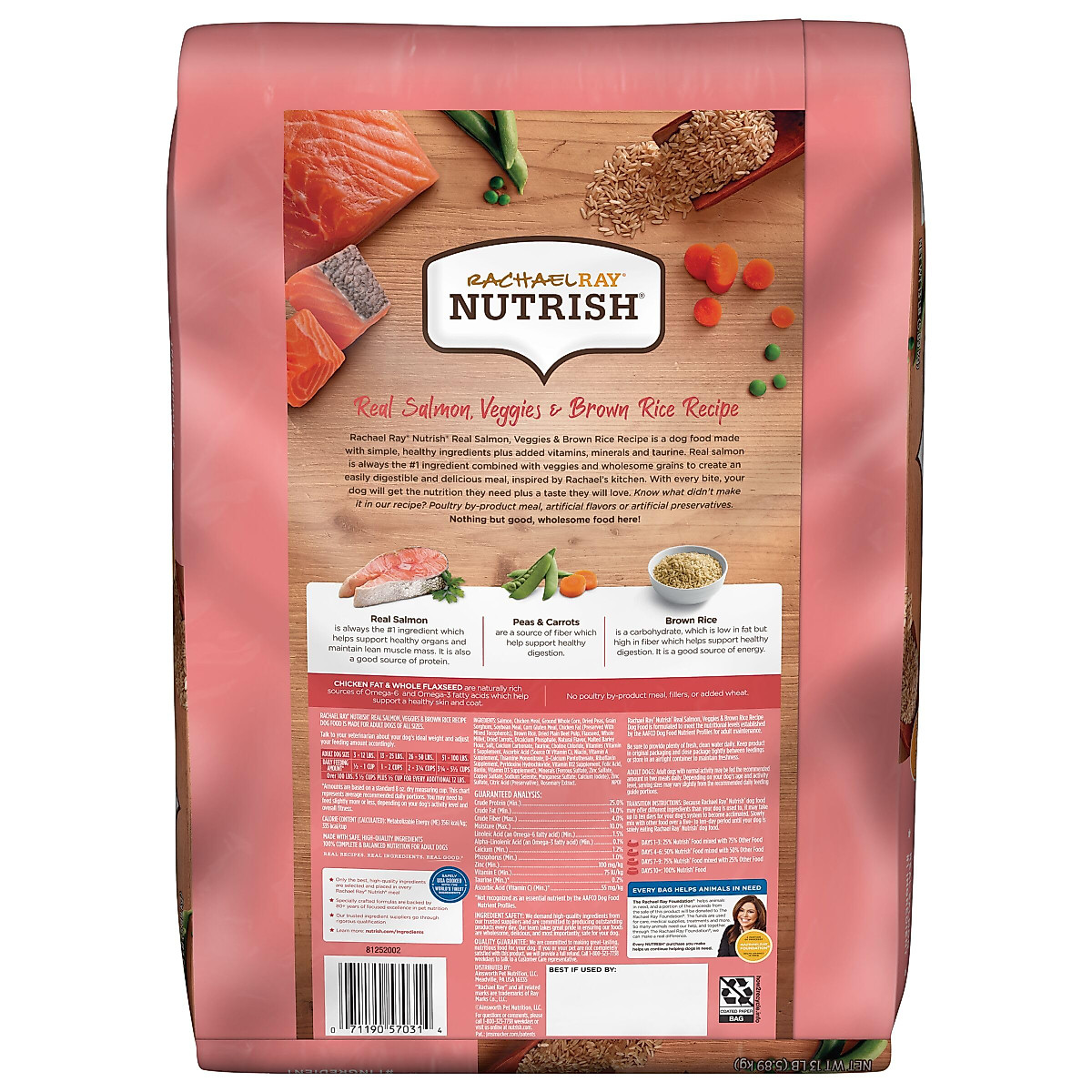 Nutrish Rachael Ray Real Salmon, Veggies & Brown Rice Recipe Dry Dog Food, 13 lb. Bag