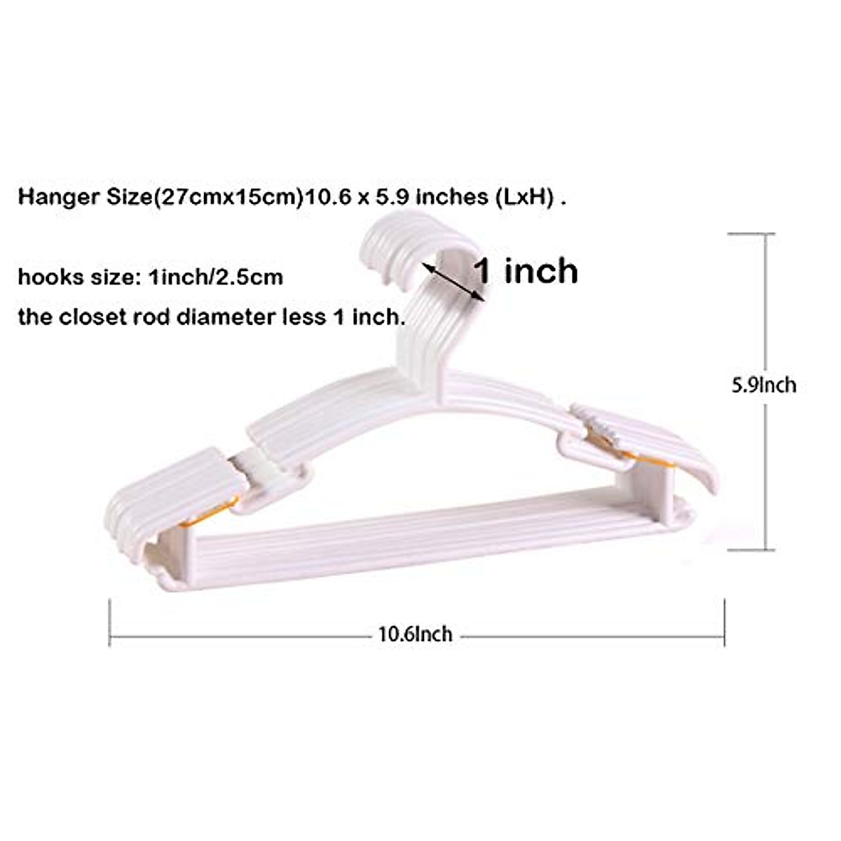 YYaaloa Kids Hangers 10 Pack White Baby Clothes Hangers Childrens Plastic Infant Hangers Very Durable Toddler's Hangers Space Saving for 1inch Closet Rod (White 10pcs)