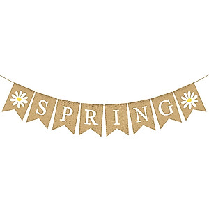 Jute Burlap Daisy Spring Banner Daisy Themed Spring Party Kitchen Mantle Fireplace Decoration