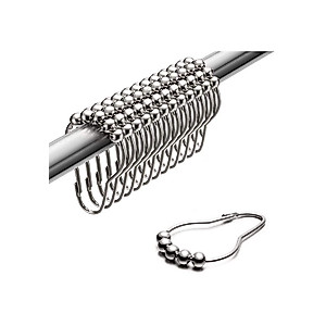 Shaina White Farmhouse Shower Curtain 72 x 72 with Shabby Chic Ruffles and French Country Style Buttons - Modern Farmhouse Fabric (White)