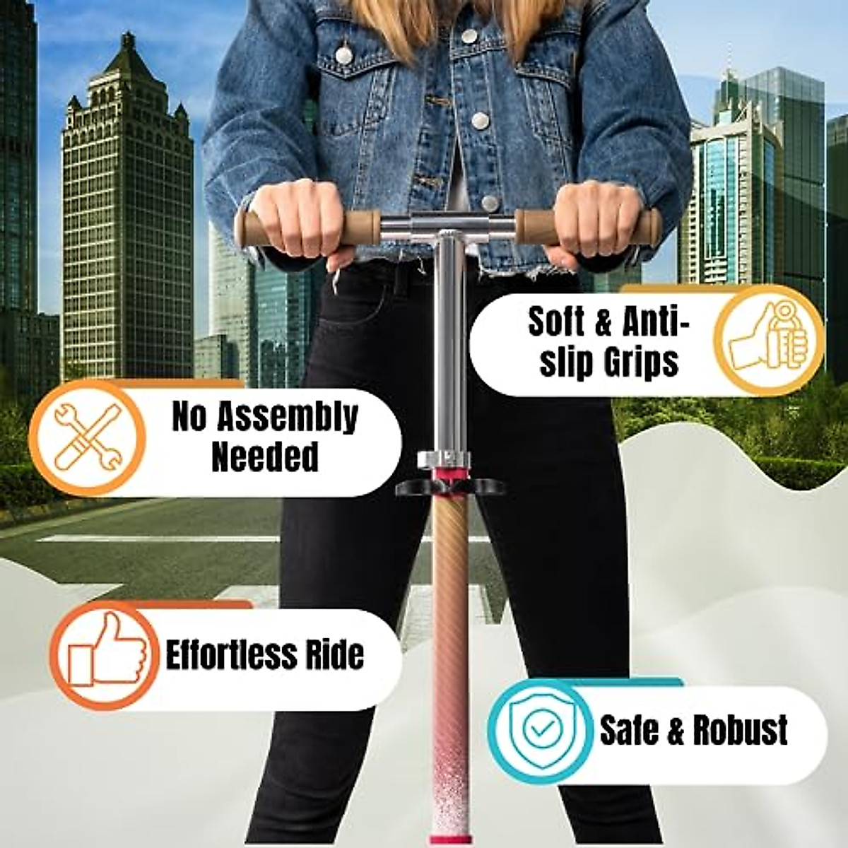 Kicksy - Kick Scooter for Kids Ages 8-12 & Scooter for Teens 12 Years and Up- Big Wheel Scooter for Stability-2 Wheel Scooter for Boys & Girls- Foldable Kick Scooter Adult-Up to 220 lbs Charleston