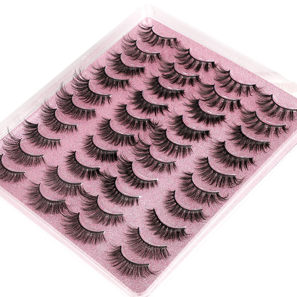 20 Pairs False Eyelashes 3D Faux Mink Lashes Natural Look Wispy Fake Eyelashes ALPHONSE 16-20MM Fluffy Volume Long Thick Lashes Pack 5 Styles Mixed