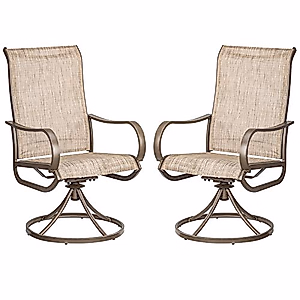 HQHQHE Patio Swivel Dining Chairs Set of 2 Outdoor Kitchen Garden Furniture Metal Chair with Textilene Mesh Fabric
