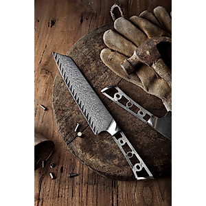 KATSURA Woodworking Project Kit – Kiritsuke Chef Knife Blank – 8 Inch with 50mm wide blade – Thunder-X Series – Japanese Premium 67 Layers Damascus AUS 10 Steel – NO LOGO