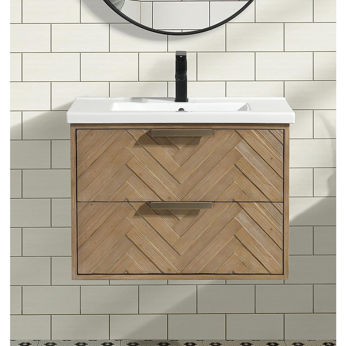Ari Kitchen & Bath Carlsbad 30" Floating Bathroom Vanity Weathered Fir