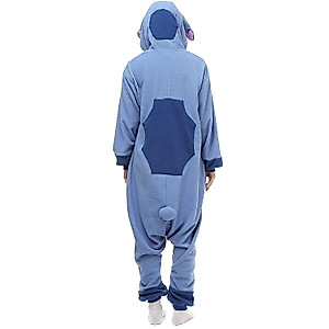 HAPPY LIVES Adult Women Onesie Pajama Halloween Costumes for Adult and Teenagers (Blue Stitch, Small)