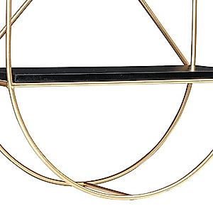 Main + Mesa Wood and Gold Oval Wall Shelf