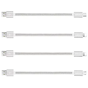 COSOOS Multi USB Cable, Multiple Cables Include 2 lPhone Cables, 1 USB Type C Cable and 1 Micro USB Cable, 4 Short USB Charging Cords Compatible with iPhone, Android, Samsung, Charging Station