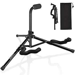 CAHAYA Guitar Stand Acoustic Floor Folding Guitar Holder Stand Tripod Metal Universal for Acoustic Classical Electric Guitars Bass Ukulele Violin Banjo Mandolin CY0242