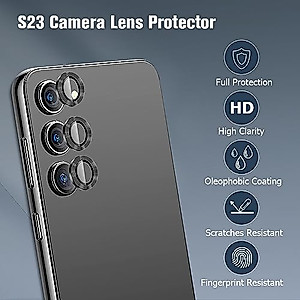 OuYteu [3+2Pcs]*2 Pack For Samsung Galaxy S23/S23 Plus Camera Lens Protector, 9H Tempered Glass Camera Cover Screen Protector Metal Separate Ring For S23/S23 Plus 5G 2023 [Mounting Tray]