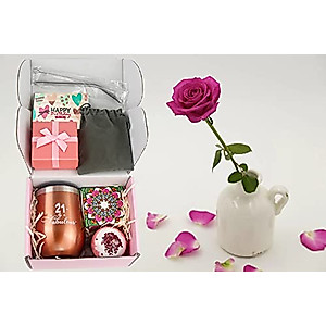 21st Birthday Gifts for Her, Unique 21 Years Old Crystal Gifts Basket Decorations for Women, Friends, Younger Sister, Daughters, BFF, Granddaughters, Bath Sets Spa Gift for 21st Girls