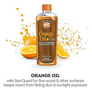 Holloway House Orange Oil Cleaner 16oz w/ Sun-Guard for Fine Wood, Cleans & Conditions, Removes Soap Scum from Shower Doors, Stainless, Tile & Sinks, Natural Oil that gives wood a Rich Glow
