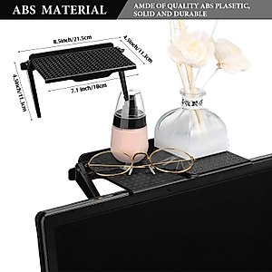 2 Pieces TV Top Shelf Screen Shelf Adjustable Monitor Top Shelf TV Storage Bracket Computer Screen Shelf for Cellphone Stand, Media Boxes, Game Console, Router and Home(8.5 x 4.5 Inch,Black)