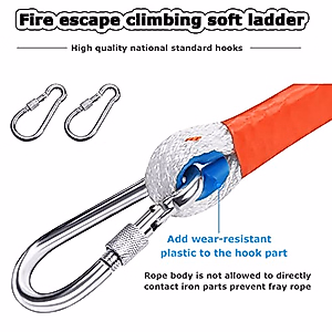 Emergency Fire Ladder Flame Resistant Safety Rope Escape Ladder for Fast to Deploy in Fire, Kids Climbing Obstacle Ladder Weight Capacity up to 900 Pounds/32Ft/10M