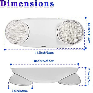 LED Emergency Light with Two Adjustable Heads, Commercial Emergency Exit Lighting, Battery Backup for Emergency Light, AC 120-277V, UL Listed