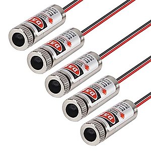 UMLIFE 5pcs 650nm 5mw Laser Head Laser Tube Adjustable Focus 3~5V Red Laser Tube for Sight Positioning Sighting Telescope (Dot)