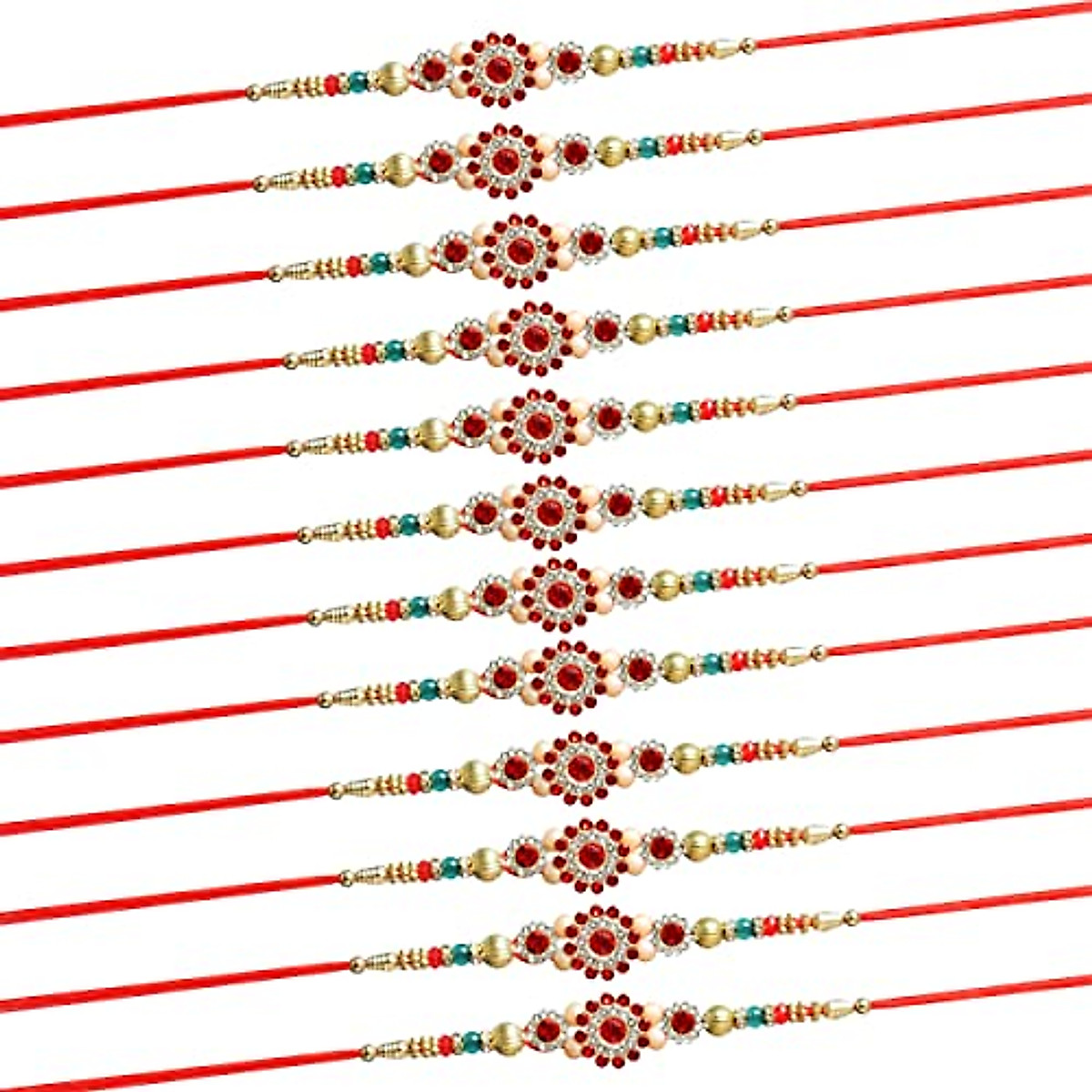 TIED RIBBONS Rakhi for Brother (Set of 12) | Bro Rakhi with Card | Rakhi for Bhaiya | Roli Chawal - Raksha Bandhan Rakhi Bracelet for Brother Rakhi Set | Bhai Rakhi Thread | Rakhi Set for Brother