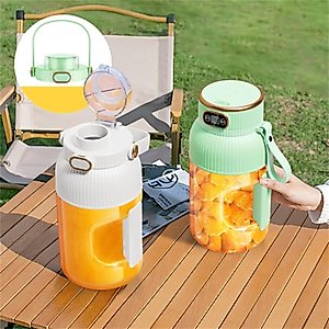 Yulyoie Multifunctional Portable Juicer Cup with Digital Display, Yulyoie Juice Cup Blender, Portable Blender USB Rechargeable, Portable Smoothie Blender on the Go (Single cup single lid, Blue)