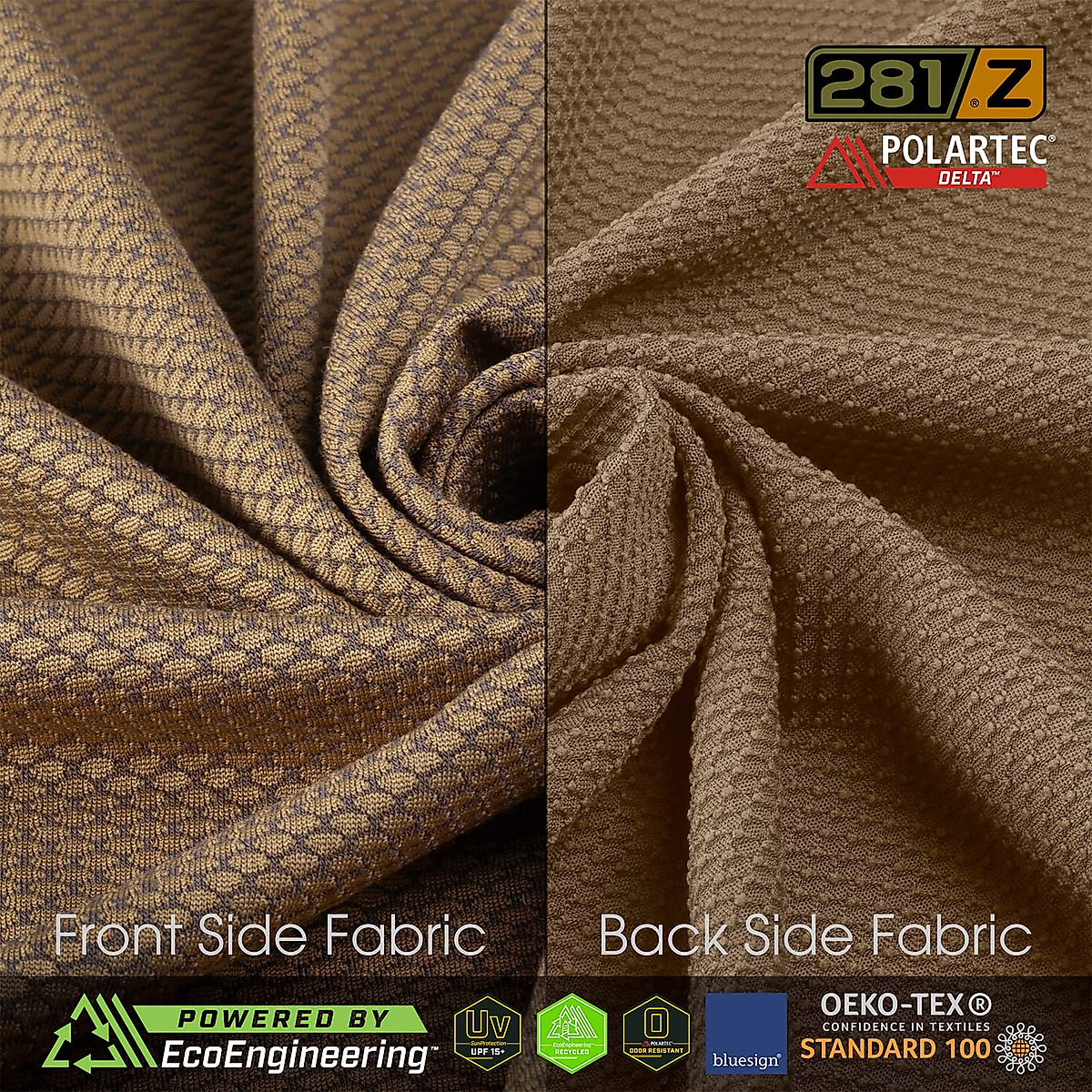 281Z Mens Military Moisture Wicking Base Layer T-Shirt - Tactical Training Army Professional - Polartec Delta - Odor Resist - Cool Touch (Coyote Brown, Large)