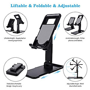 Universal Cell Phone Stand, Foldable Upgraded Cell Phone Tablet Desktop Stand Holder, Angle Height Adjustable Phone Cradle Dock Compatible for iPhone/Mobile Phone/iPad/Tablets/Device of 4-13 Inch