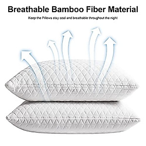 Shredded Memory Foam, Sleeping,Bed Pillows Queen Size Set of 2 Pack Cooling Adjustable,Good for Side and Back Sleeper with Washable Removable Bamboo Cover