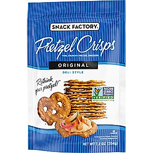 Snack Factory Original Pretzel Crisps, Non-GMO, 7.2 oz Resealable Bag