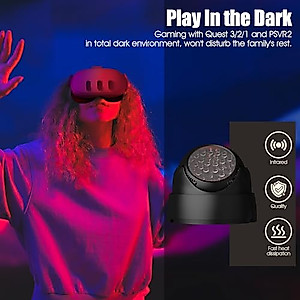 Orzero Ir Illuminator Infrared Light Compatible for Quest 3, Quest, Quest 2, PSVR2, Enhance Hand Tracking Immersive No-Light Disturbance Increase Tracking Sensitivity with Power Adapter - Black