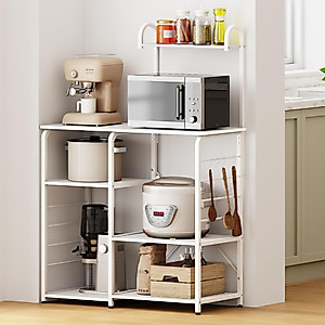soges Kitchen Shelf, 6 Shelves, Multifunctional Storage, Contemporary Style, White