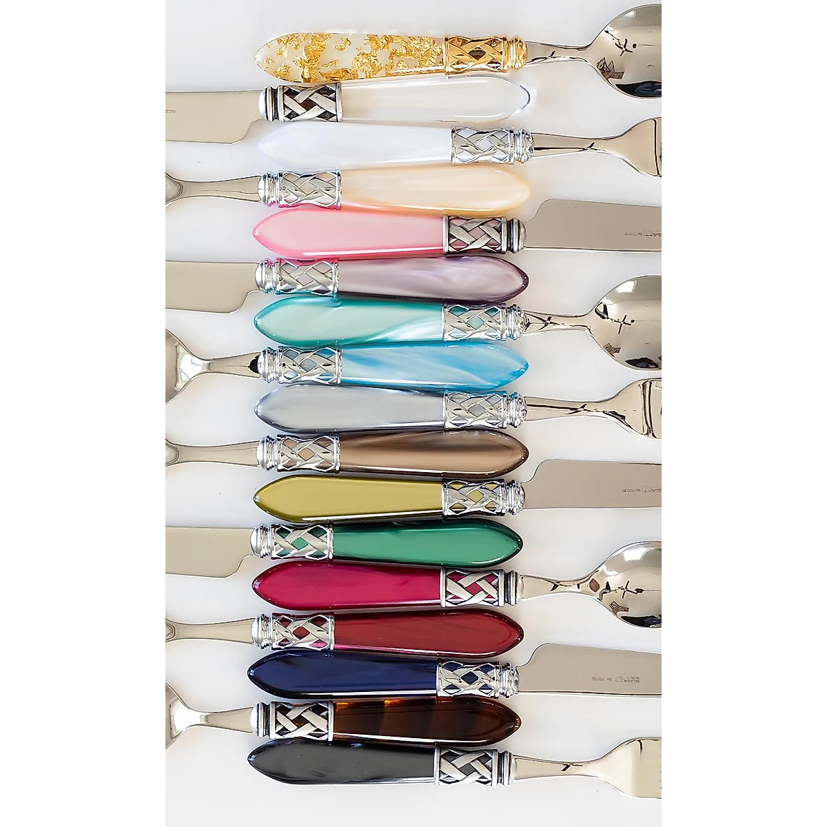 Vietri Aladdin Antique Lilac Dinner Spoon, 18/10 Stainless Steel Flatware, 8" Soup/Cereal Tablespoon