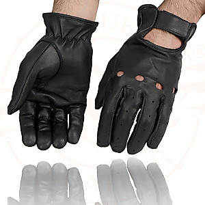Milwaukee Leather SH247 Men's Black Leather Unlined Classic Style Driving Gloves - Medium