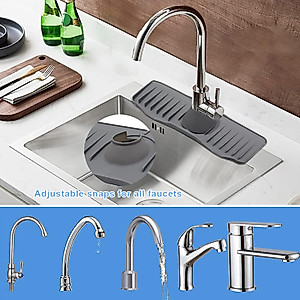 Sinknap Fit Sink Splash Guard Fade-resistant Faucet Drain Pad Kitchen Sink Splash Guard Durable Silicone Faucet Drain Pad for Clean Organized Kitchen Grey S