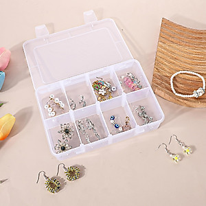 Plastic Organizer Box Bead Organizer Clear Snackle Box Container with Dividers 8 Grid Organizer Small Tackle Box Craft Storage Box for Tapes Jewelry Candies Snacks Small Parts