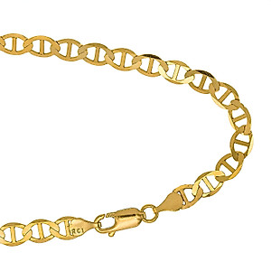 JewelStop 14k Solid Yellow Gold 3.2 mm Mariner Anklet, Lobster Claw Clasp, 10 Inches, 2.6gr.
