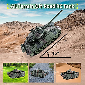 Glorryearst RC Tank 1:28 Scale 9 Channel Remote Control Toy with Realistic Sounds and Lights,Radio Control Military Battle Tanks Gifts for Kids and Adults