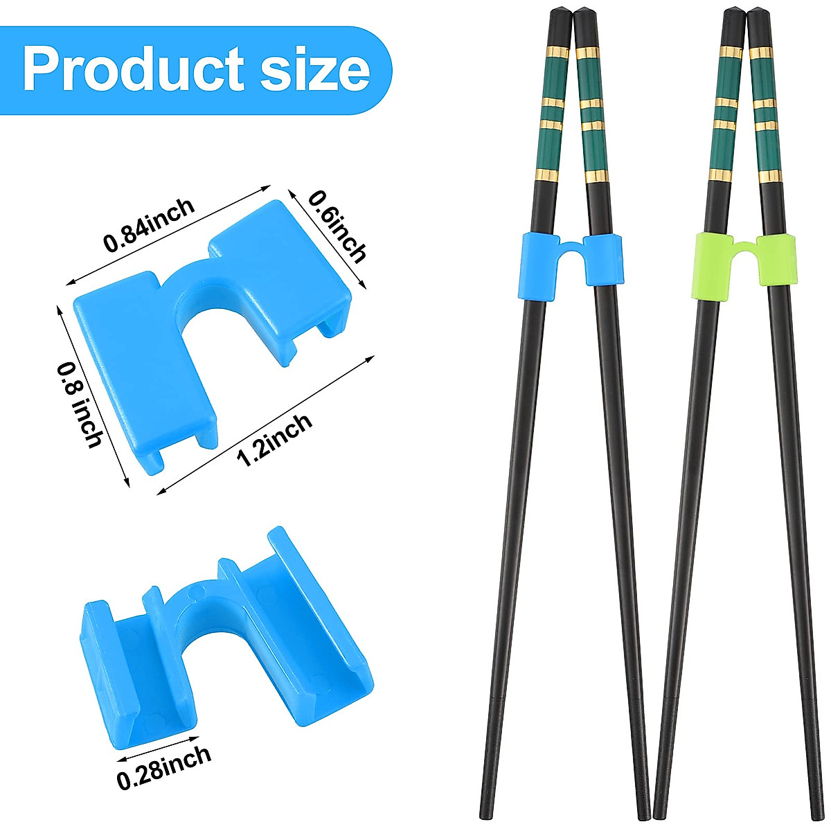 10 Pieces Reusable Chopstick Helpers Non Slippery Training Chopsticks Plastic Replaceable Practice Chopstick for Adults Kids Beginner Right or Left Handed Trainers(Blue, Green)