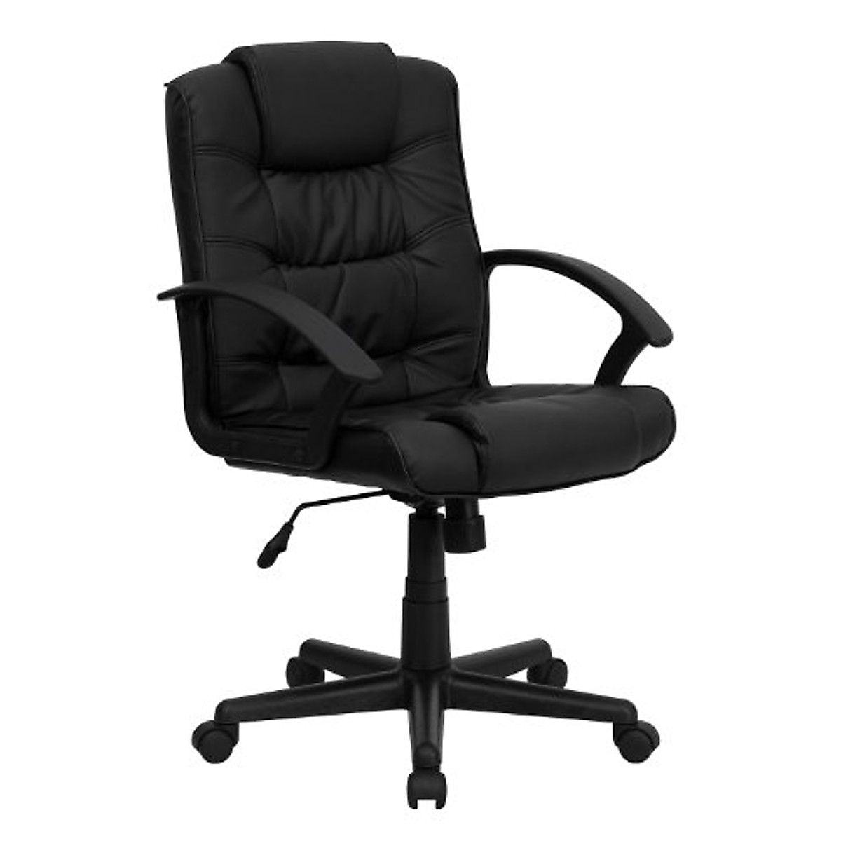 Flash Furniture Lindon Mid-Back Black LeatherSoft Swivel Task Office Chair with Arms