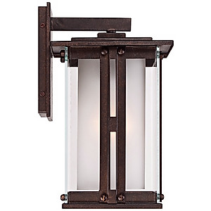 Franklin Iron Works Fallbrook Rustic Farmhouse Outdoor Wall Light Fixture Bronze Steel 11 3/4" Clear Frosted Double Glass for Exterior House Porch Patio Outside Deck Garage Front Door Garden Home