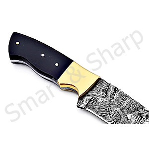 Smart & Sharp Custom Handmade Damascus Steel Hunting Knife/Skinning Knife AA-17292 (Black Micarta)