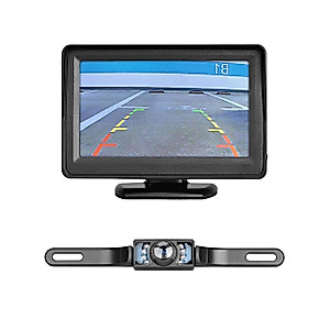 Backup Camera Monitor Kit Wireless, Lychee 4.3in Monitor and Rear View Camera with Night Vision Guide Lines for Car SUV Vehicle Pickup Truck