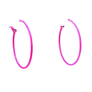 Hot Pink Hoop Earrings Simple Thin Hoop Earrings 2 Inch Hoop Earrings