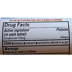 Equate - Gas Relief, Extra Strength, Simethicone 125 mg, 48 Chewable Tablets, Compare to Gas-X