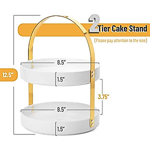 BTaT- Cake Stand 2-Tiers, White Porcelain, Cupcake Stand, Cupcake Holder, Cup Cake Tier Stand, Cupcake Stands, Cupcake Display Stand, Cupcake Tier Stand, Dessert Tray