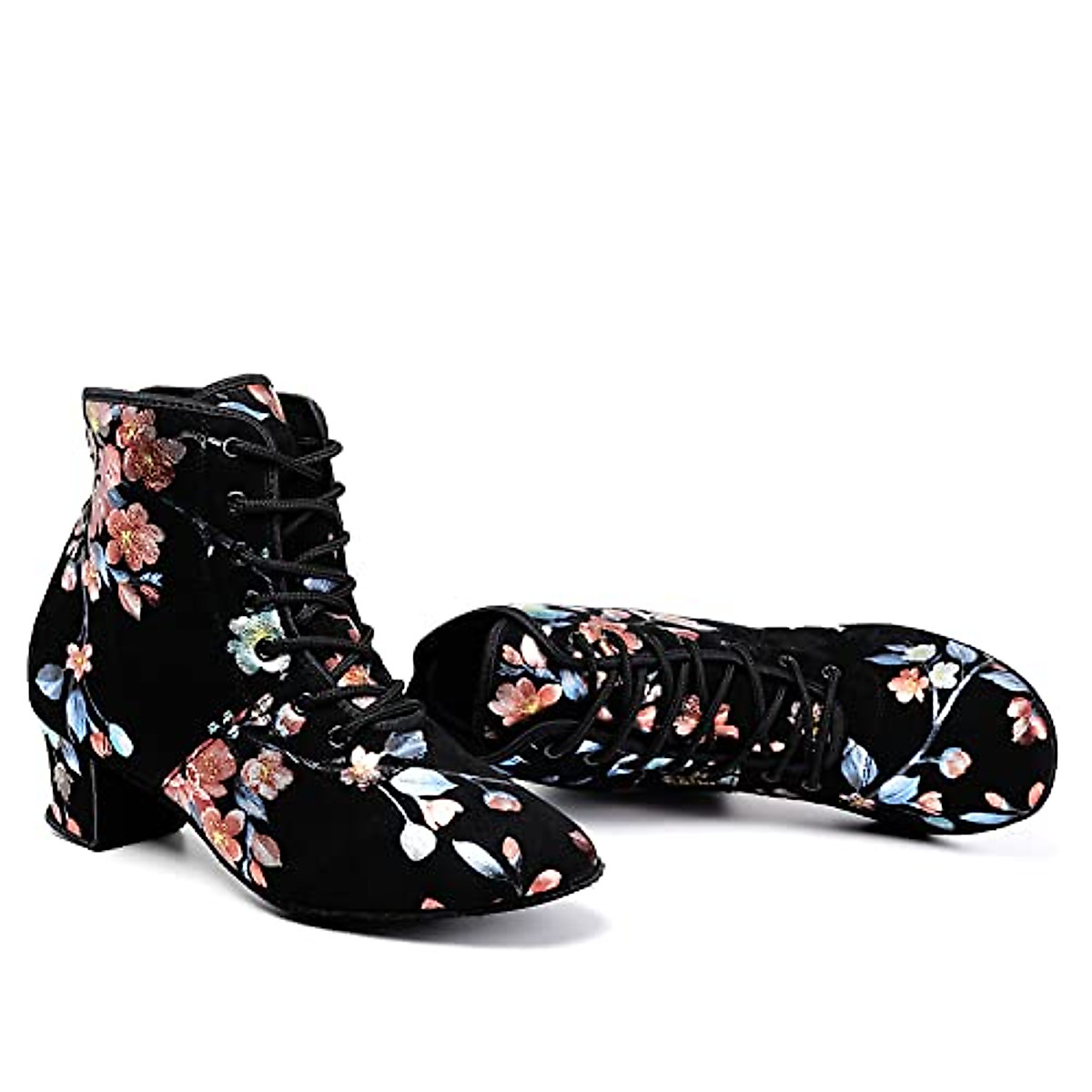 SWDZM Women's Latin Dance Shoes Closed-Toe Standard Ballroom Salsa Party Practice Performance Dance Shoes,Model LHD-NJB-Black 6.5 US