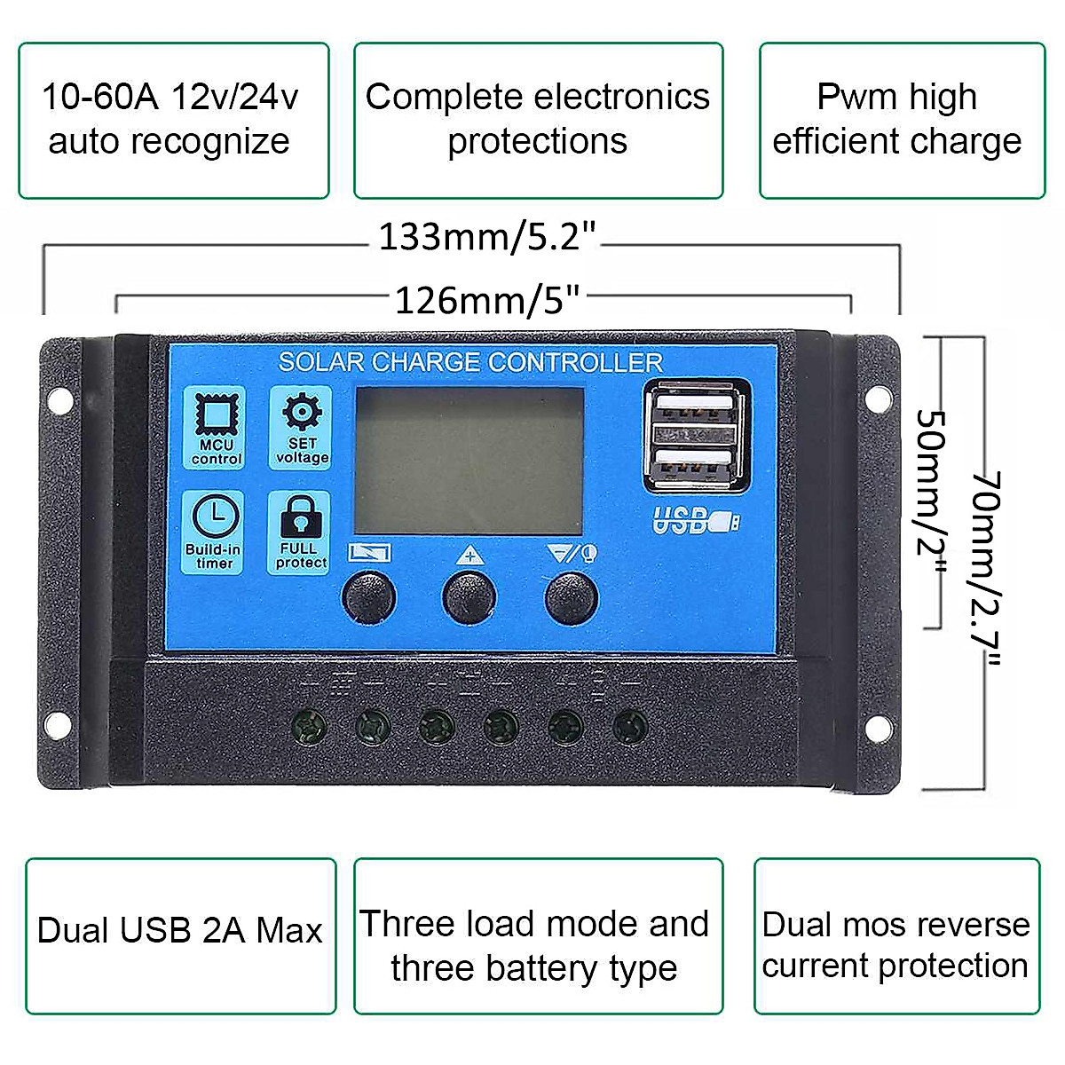 DSJ 300W Solar Panel Kit, Portable Dual 12/5V Dc USB Outdoor Battery Charger with Cigarette Lighter Plug/Charge Controller for Car Yacht Rv/30A