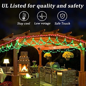 447 LED 33 FT LED Christmas Lights String Lights with 19 Semicircles Plug in 8 Modes Christmas Decoration for Holiday Wedding Party Roof Bedroom Window Garden Patio Outdoor Indoor (Green & Red)