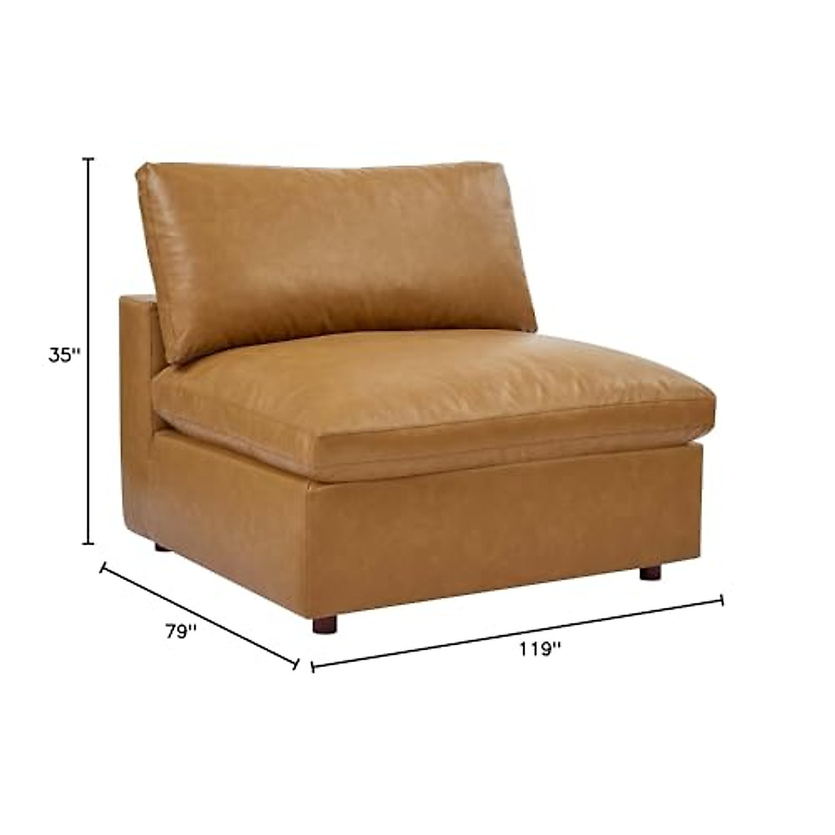 Modway Commix Modular Sofa, Reclining Sectional, Tan Vegan Leather