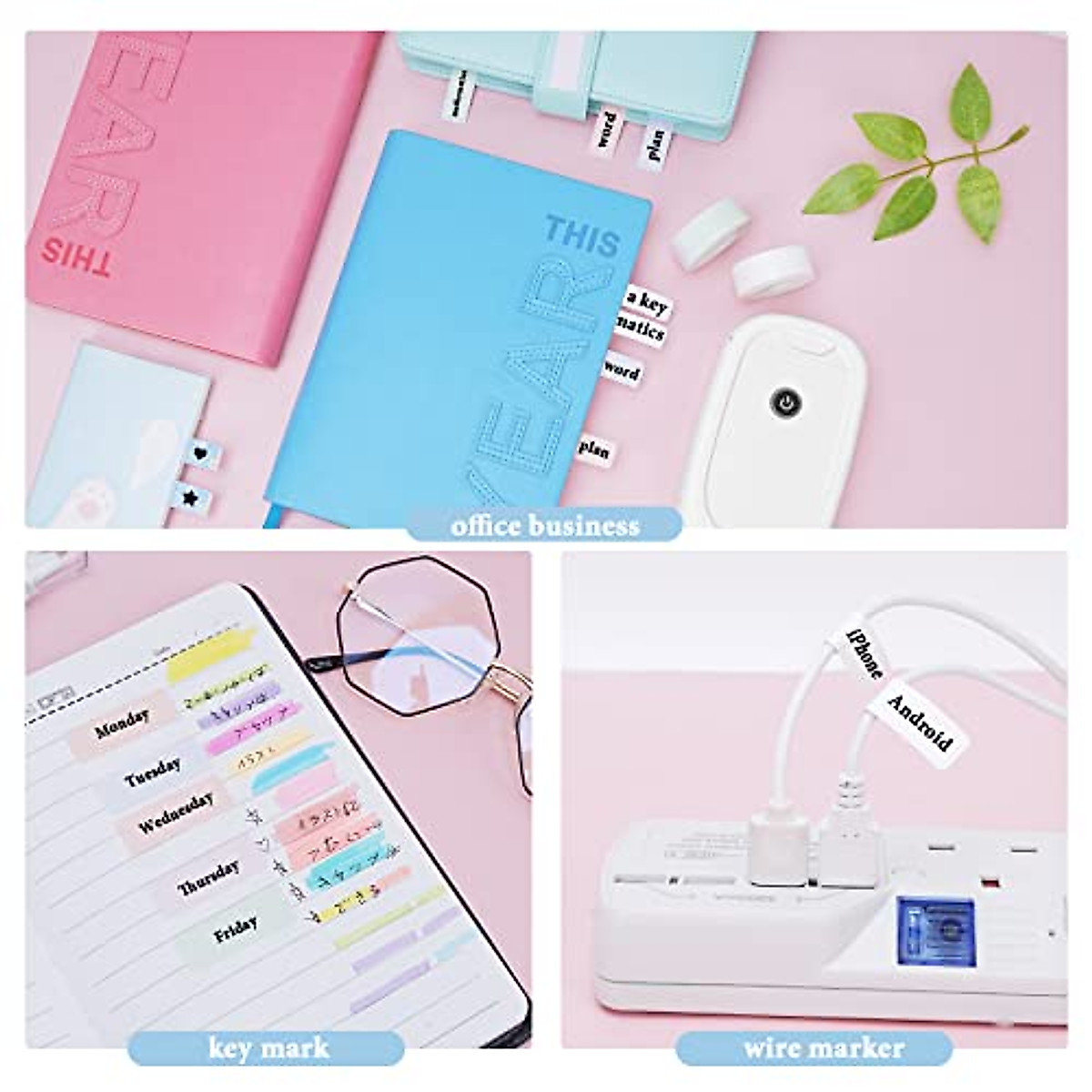 SKIO Label Makers, L11 Label Maker Machine with Tape, Portable Bluetooth Mini Label Printer for Labeling, Handheld Small Labeler Machine with Tape, Suitable for School Home Office Organization